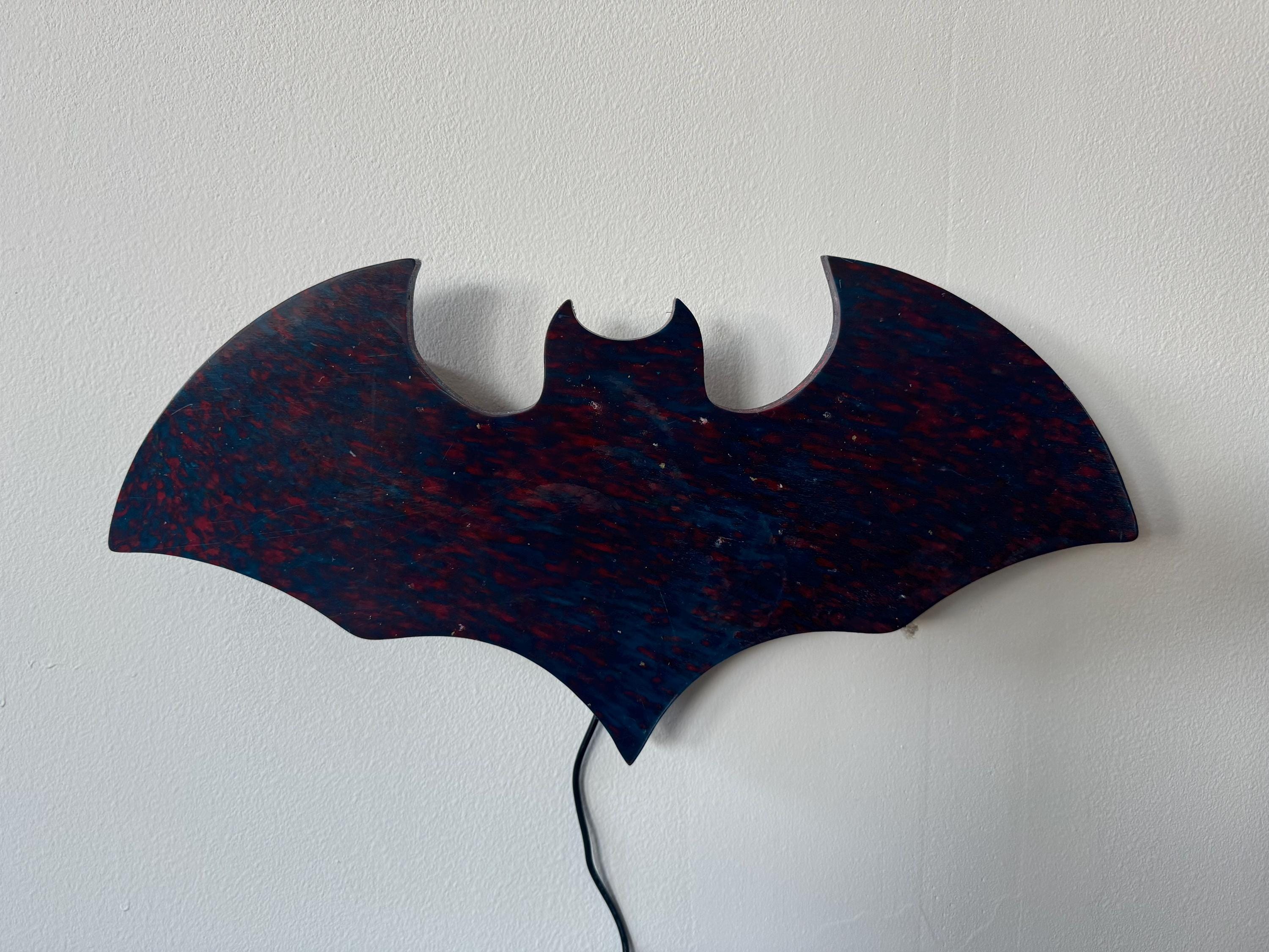 Spooky Bat Wall Lamp Recycled Plastic Red LED Light Halloween Decor - Etsy