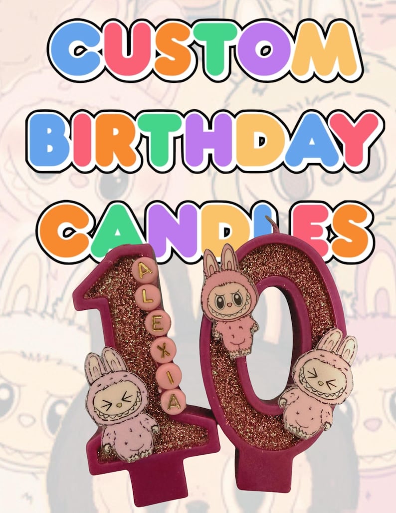 Labubu Themed Custom Birthday Candles! NEW! - Etsy