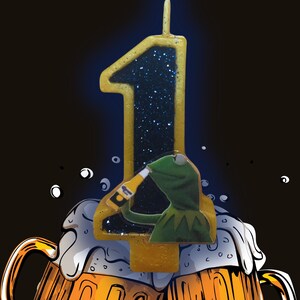 Kermit the Frog Sip Meme Birthday Candle, Funny Adult Novely Item Gag ...