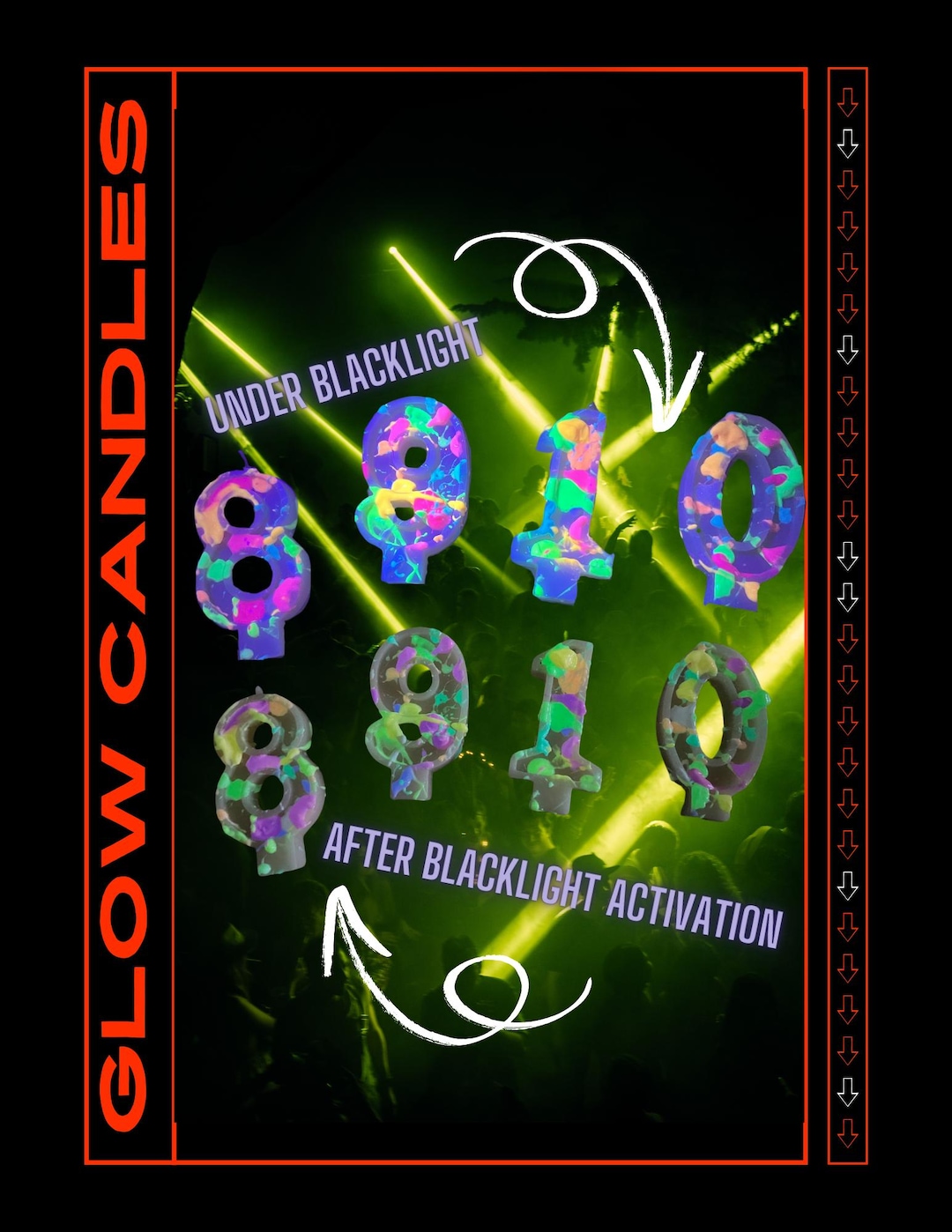 Birthday Candles DOUBLE DIGIT Blacklight Reactive/glow in the Dark ...