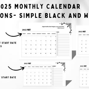 2025 Calendar | Minimalist Black & White Design | With Motivational ...