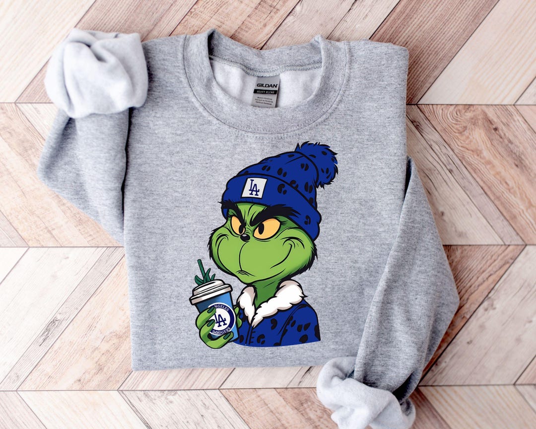 Dodgers Grinch Sweatshirt: Funny Holiday Baseball Tee - Cozy & Festive ...