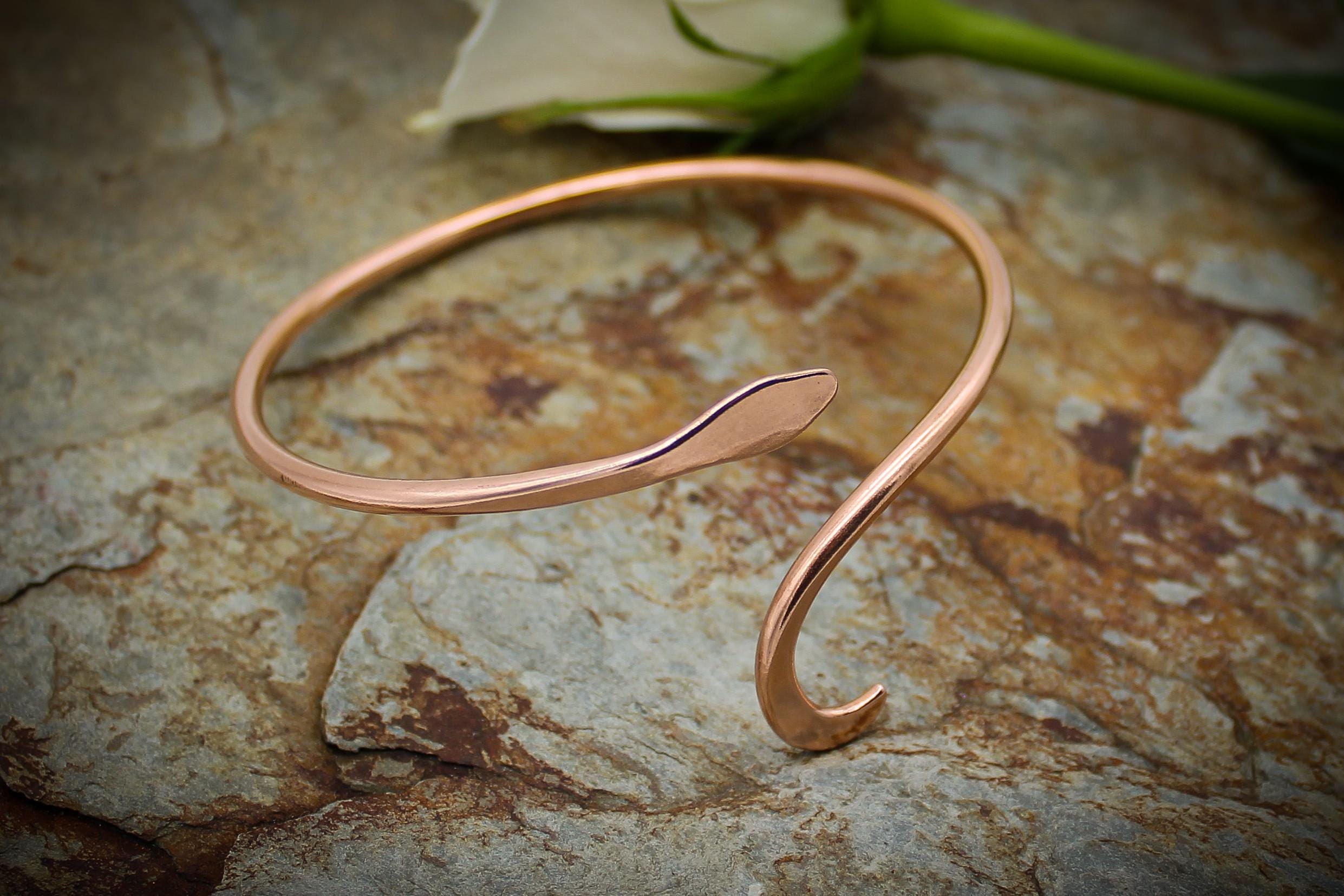 Minimalist Snake Armlet Bracelet – Handmade Copper Bangle, Adjustable ...