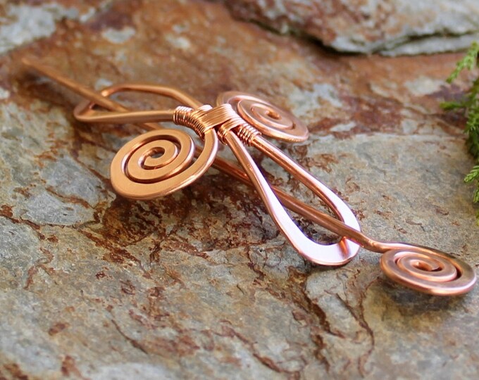Double Spiral and Loops Hair Barrette or Shawl Pin Small - Etsy