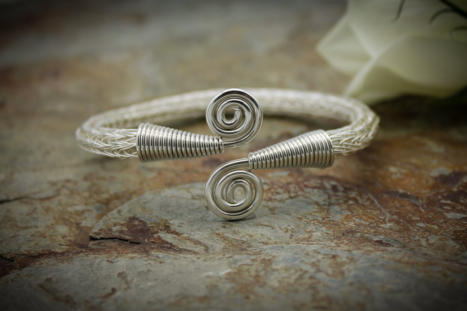Double Spiral Viking Knit Armlet Sterling Silver Arm - Etsy UK