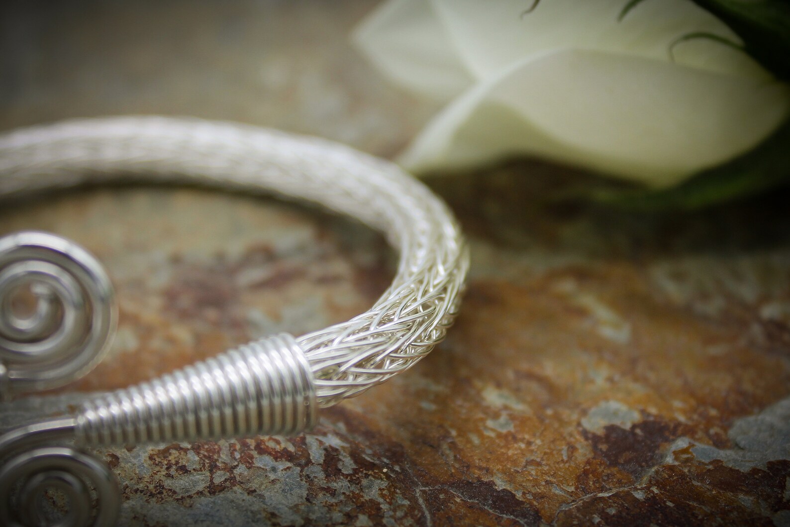Double Spiral Viking Knit Armlet Sterling Silver Arm - Etsy UK