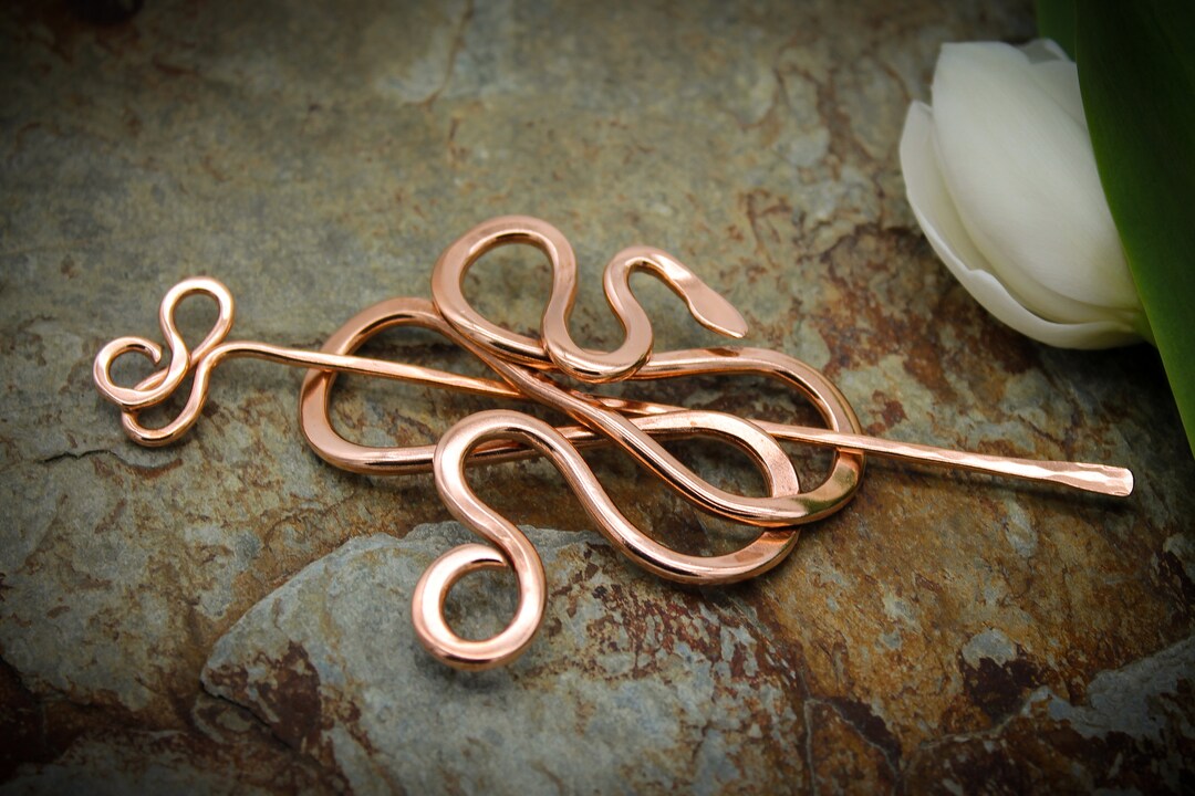 Serpent Hair Barrette - Large Copper - Hair Clip or Slide, Shawl or ...