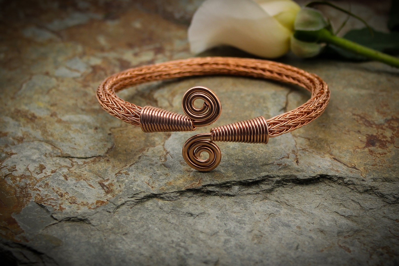 Double spiral Viking Knit Armlet Copper Arm bracelet Cuff | Etsy