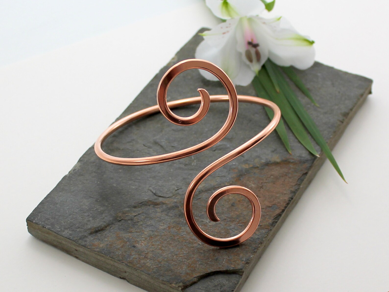 Copper Armlet - Double Spiral - Arm Bracelet, Upper Arm Cuff - Small ...