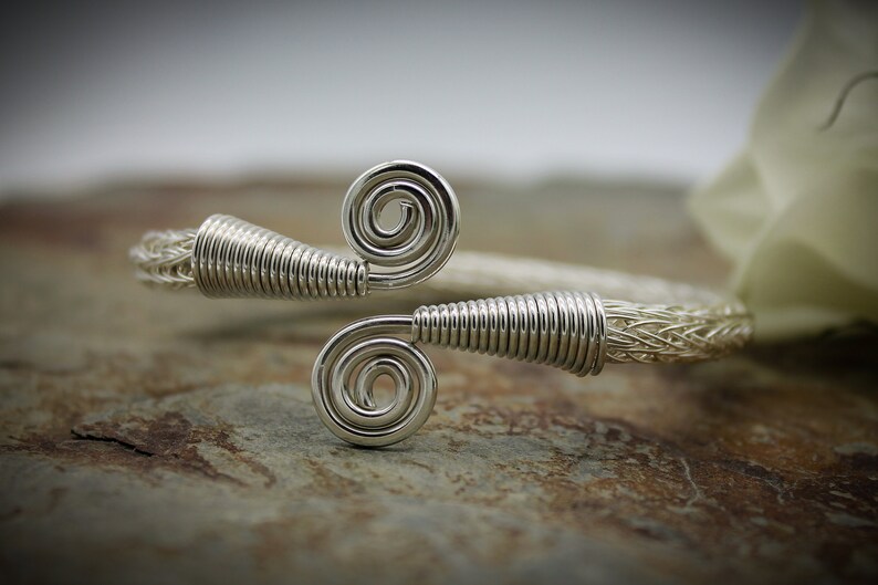 Double Spiral Viking Knit Armlet Sterling Silver Arm | Etsy UK