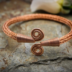 Double Spiral Viking Knit Armlet - Copper, Arm Bracelet, Cuff - Small ...