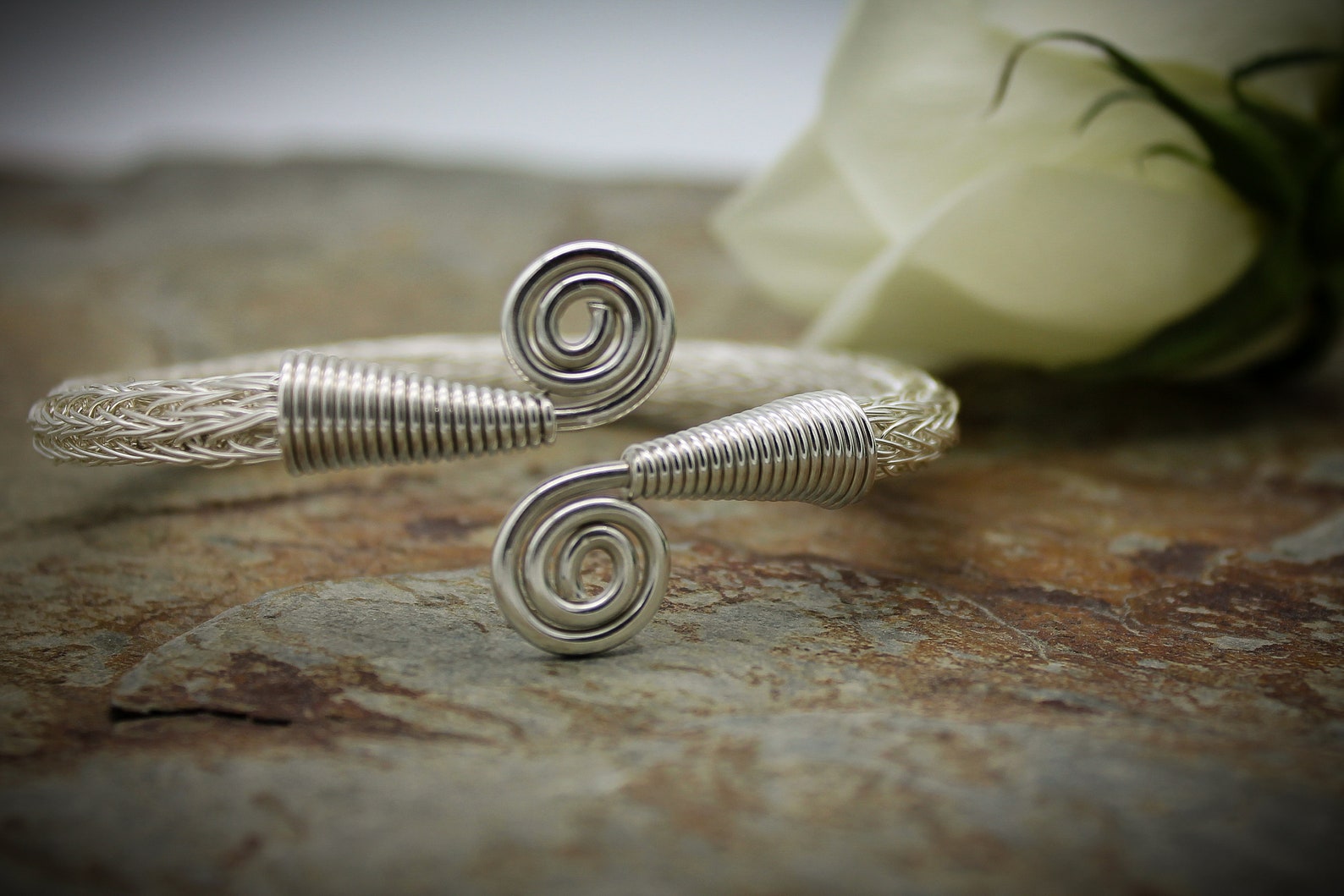 Double Spiral Viking Knit Armlet Sterling Silver Arm - Etsy UK