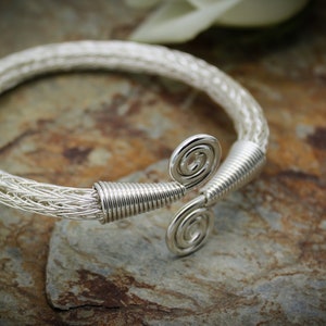 Double Spiral Viking Knit Armlet - Sterling Silver, Arm Bracelet, Cuff ...