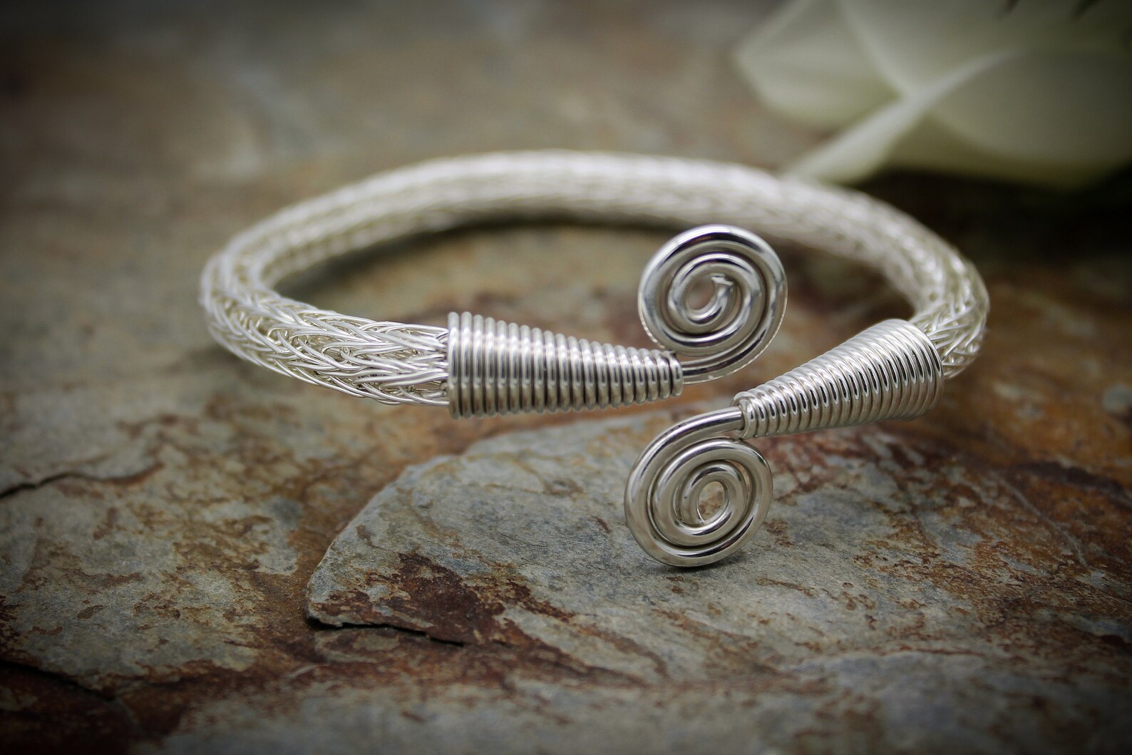 Double Spiral Viking Knit Armlet Sterling Silver Arm - Etsy UK