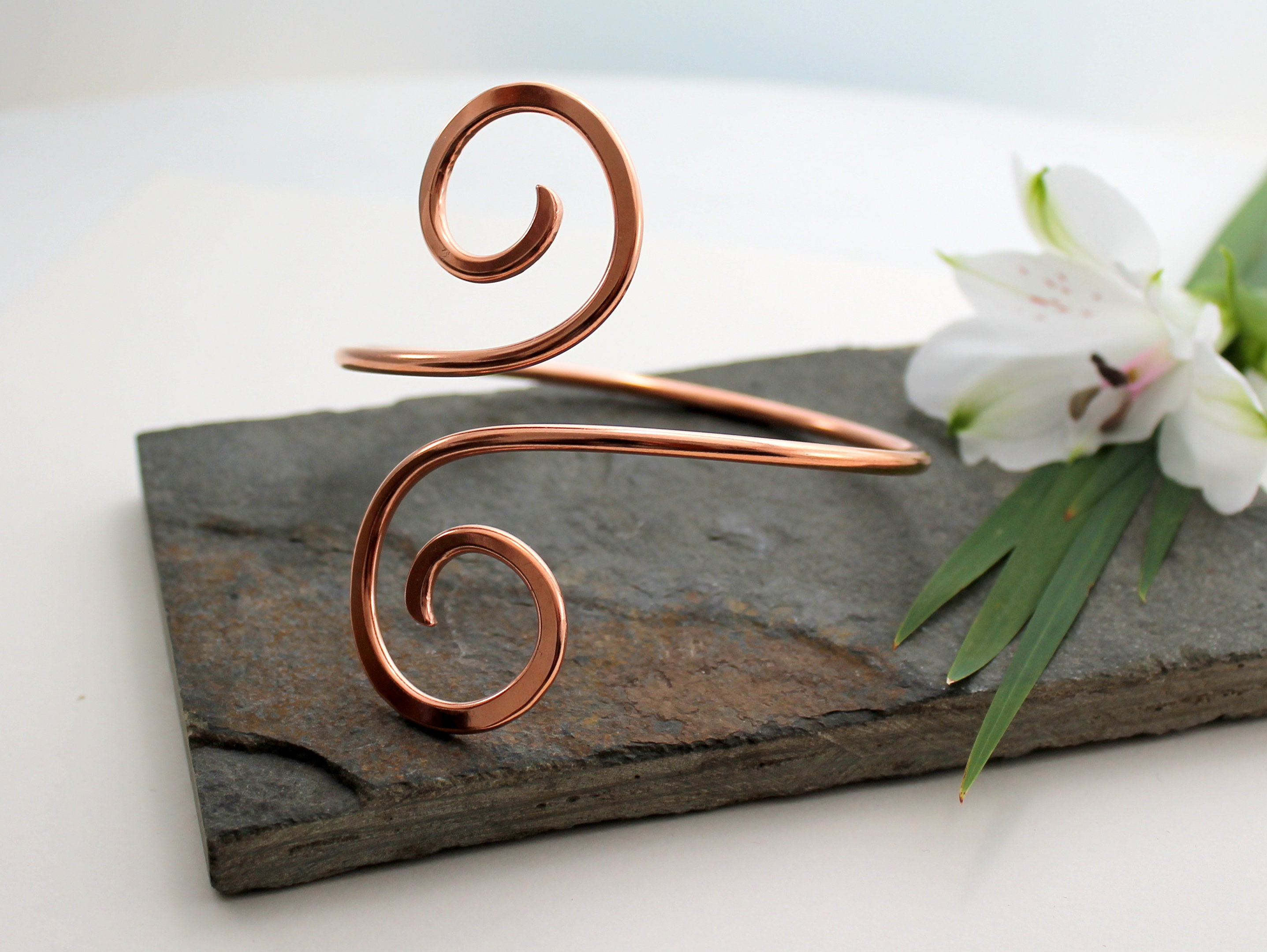 Copper Armlet - Double Spiral - Arm Bracelet, Upper Arm Cuff - Small ...