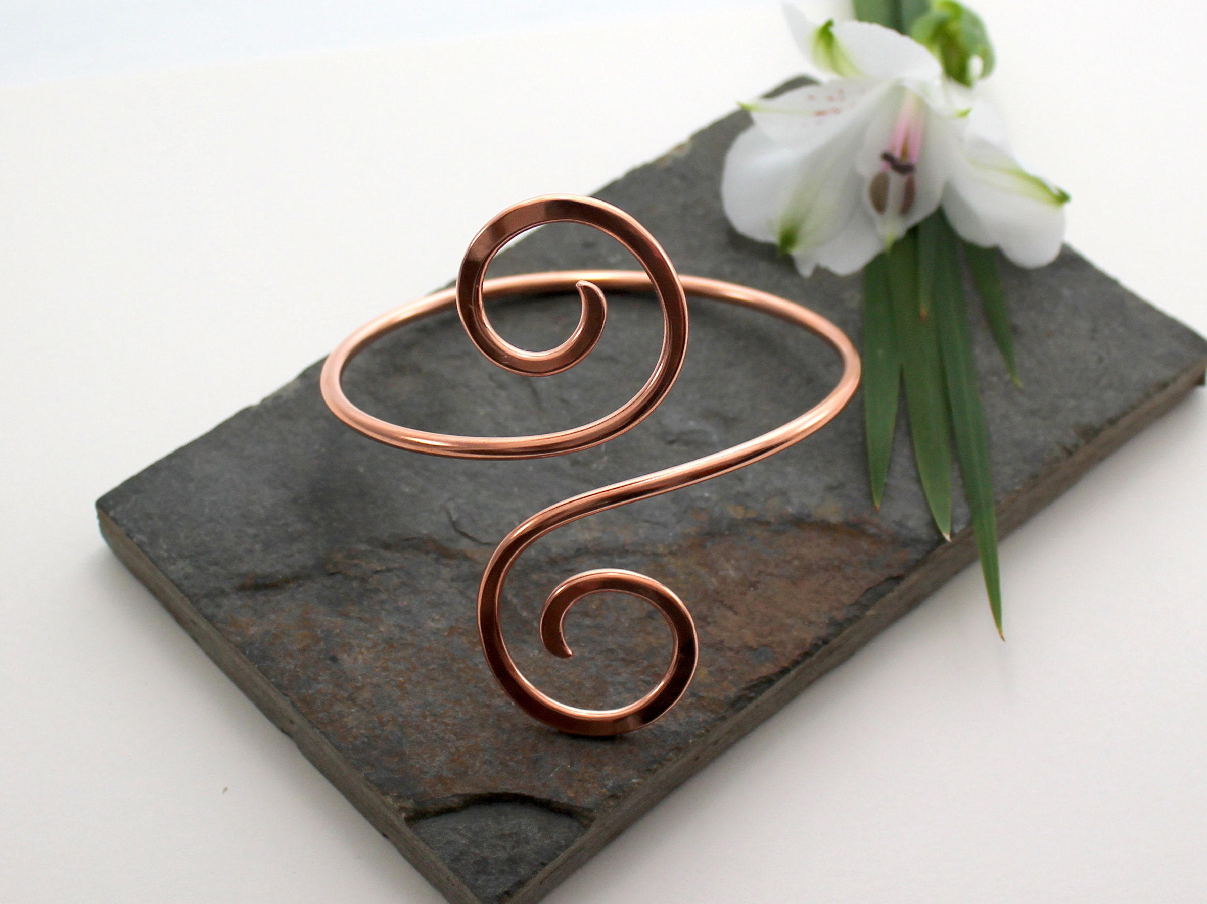 Copper Armlet - Double Spiral - Arm Bracelet, Upper Arm Cuff - Small ...