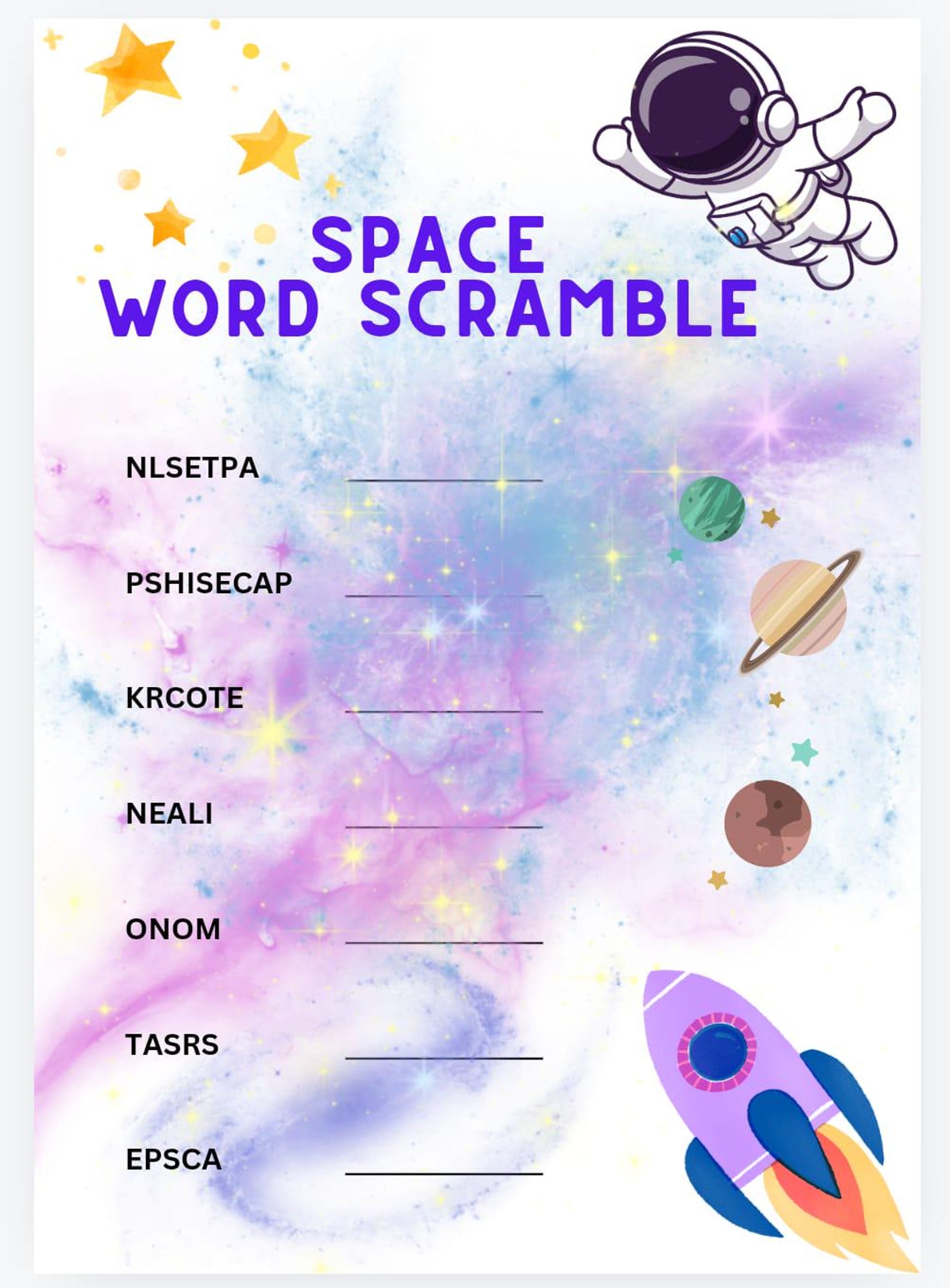 Children's Space Activity Book Printable - Etsy UK
