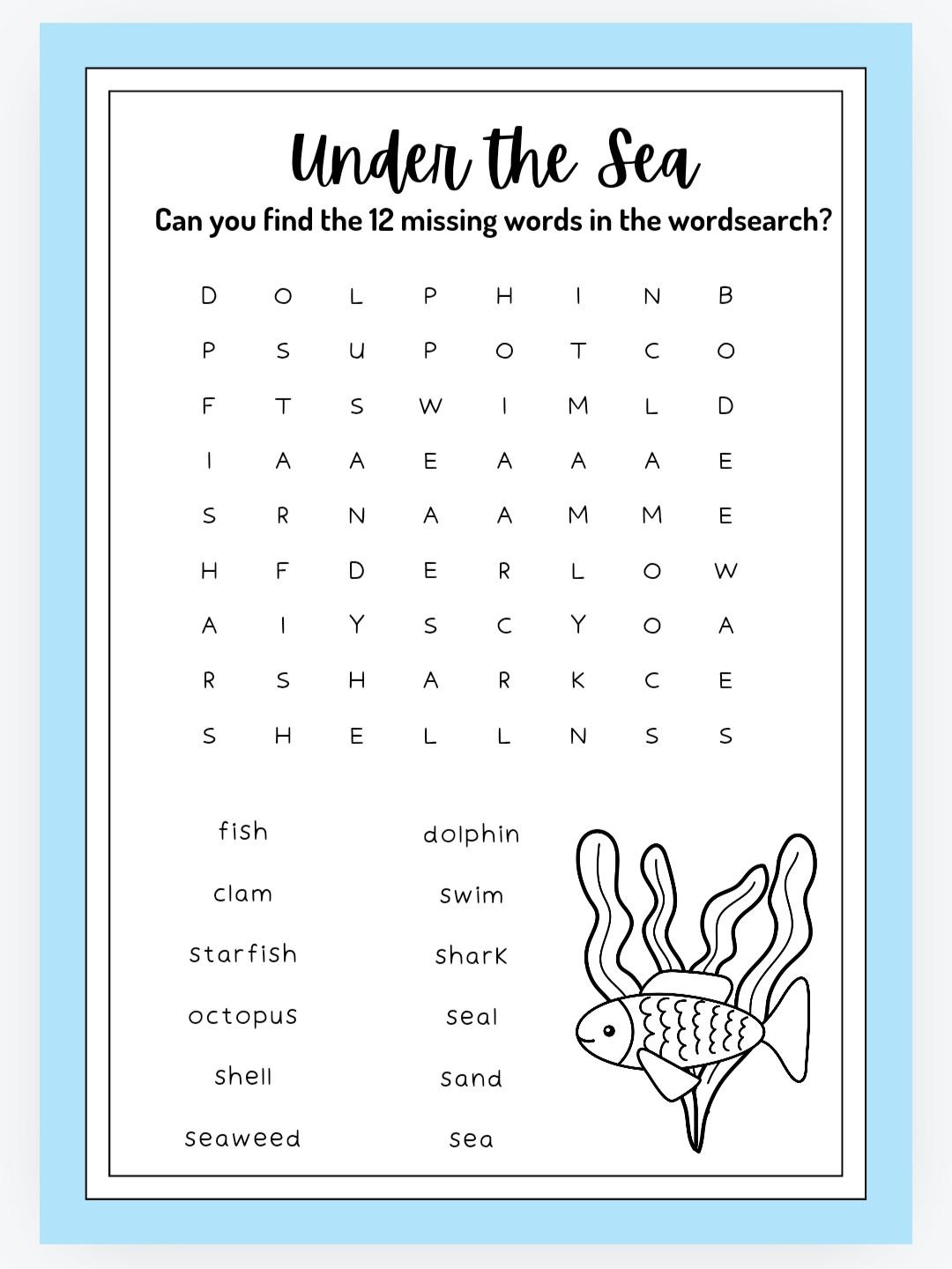 Children's Under the Sea Activity Book - Etsy