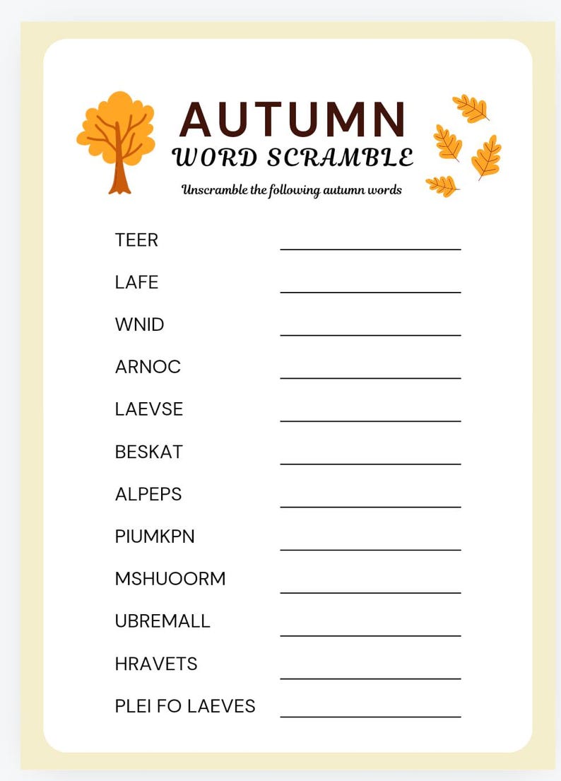Children's Autumn Activity Book - Etsy
