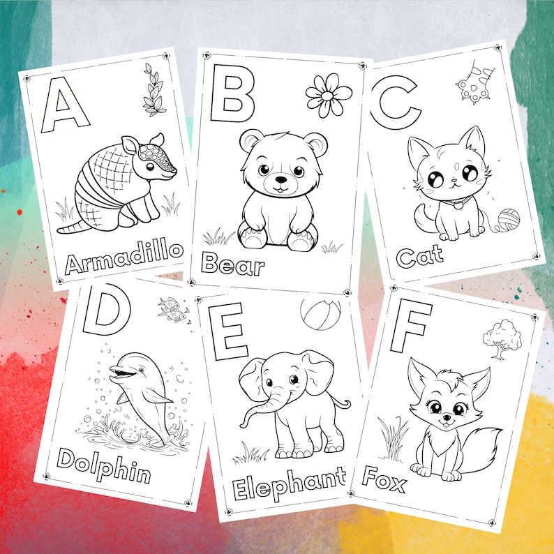 ABC Alphabet Coloring Book for Kids, Toddlers, A-Z, Animals, Printable ...