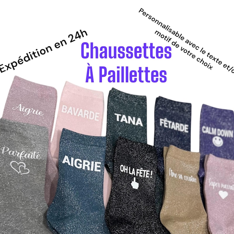Chaussettes paillettes personnalisées - Etsy France