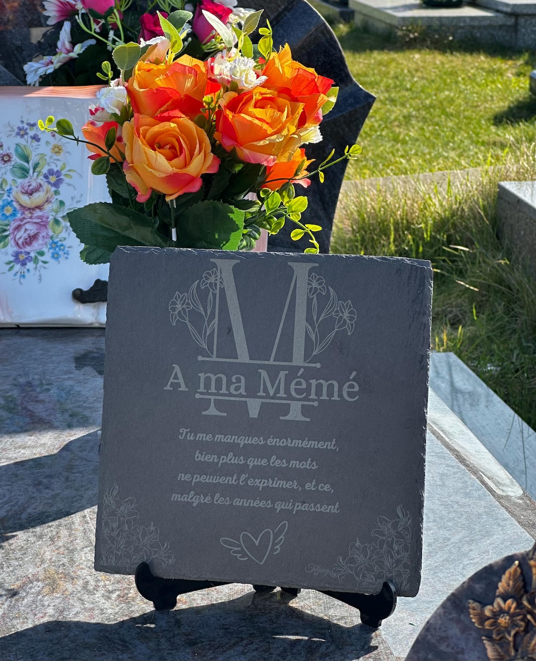 Personalized Slate Funeral Plaque on Request for Cemetery, - Etsy