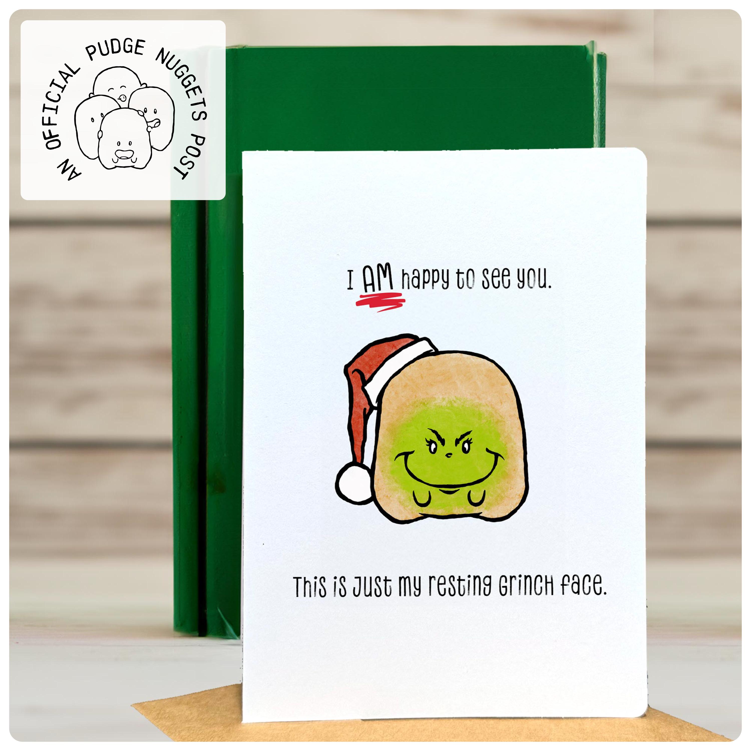 Grinch Face Card, Greeting Cards, Christmas Card, Xmas Card, Unique ...