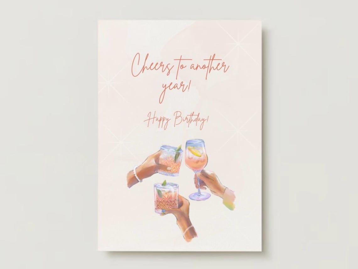 Cheers Birthday Card - Etsy