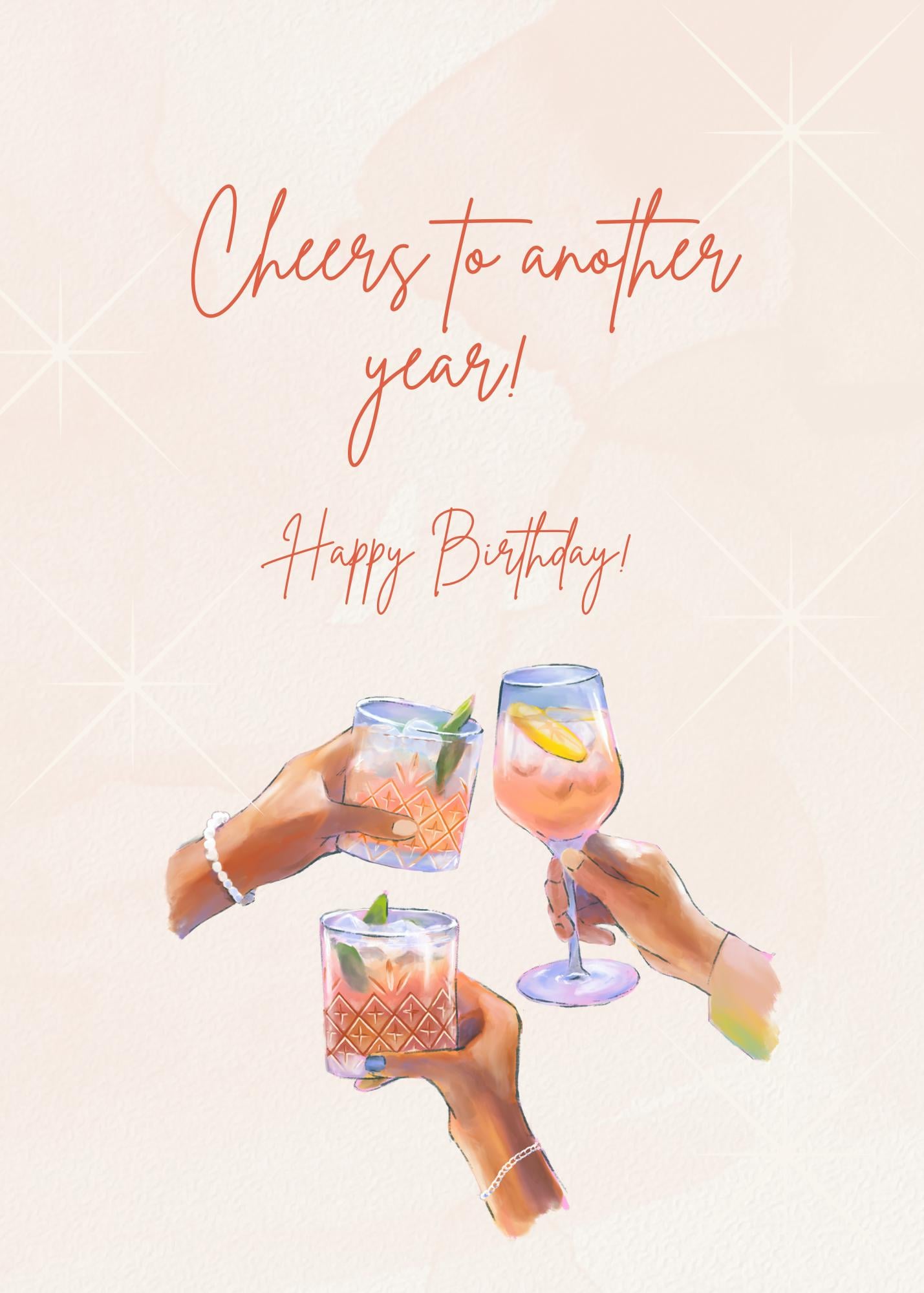 Cheers Birthday Card - Etsy