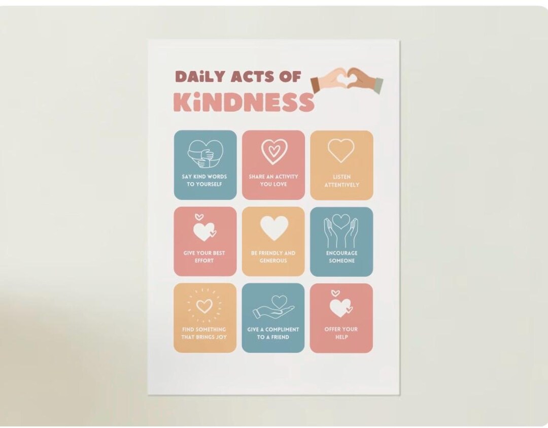 Daily Acts of Kindness - Educational Poster - Etsy
