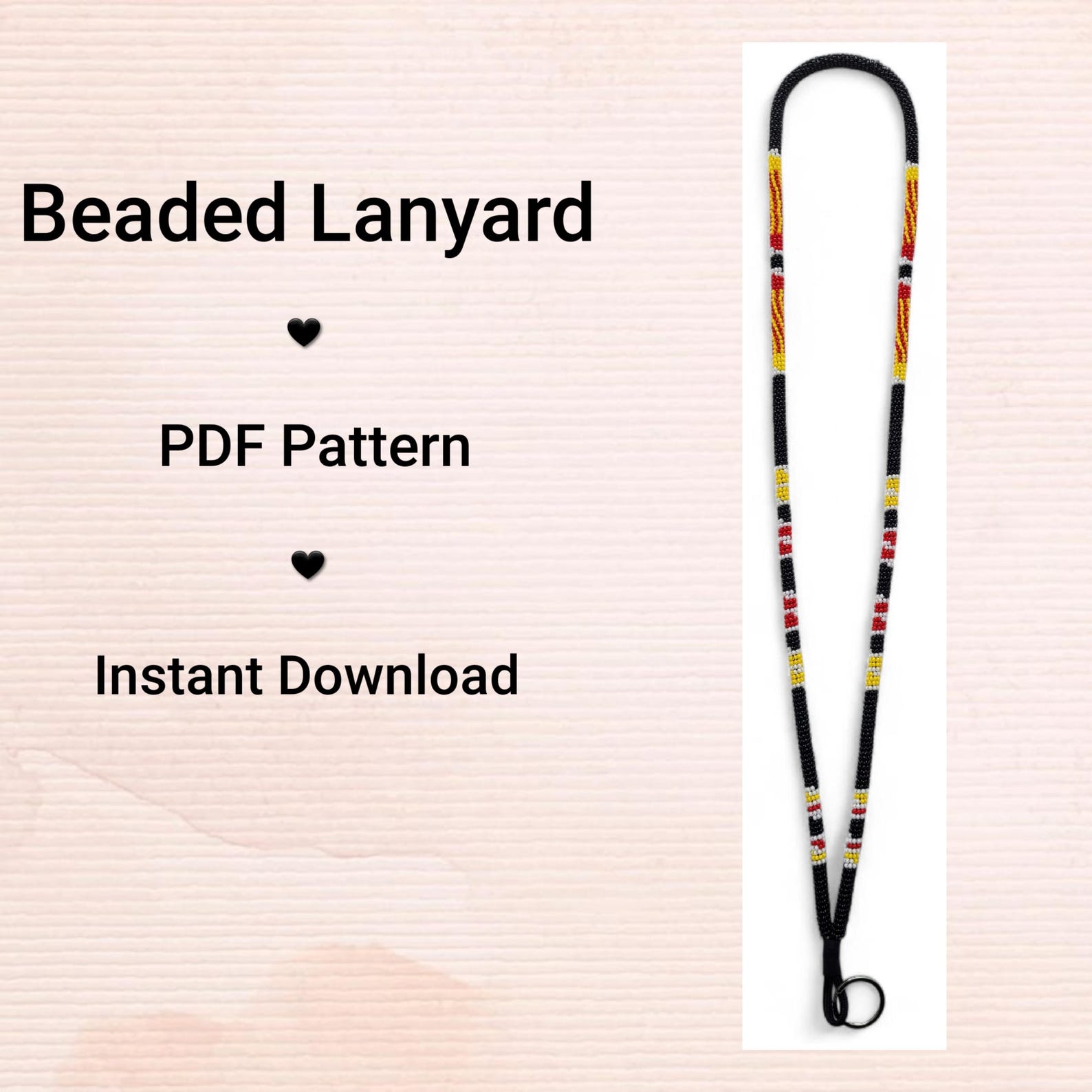 Black Traditional - Native Beaded Lanyard - Instant PDF Download - Etsy