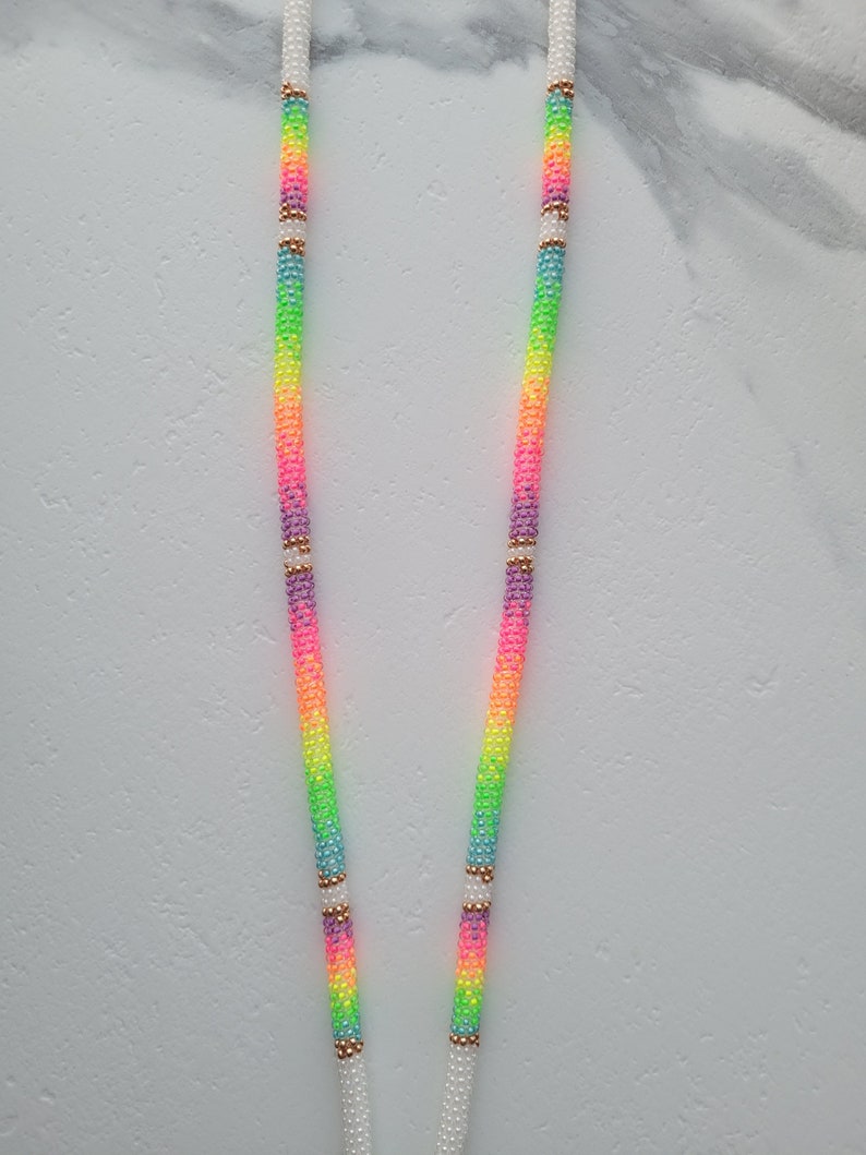 Rainbow Neon Fade - Native Beaded Lanyard - Etsy