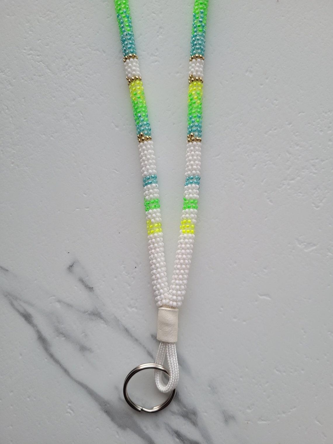 Aqua Neon Fade - Native Beaded Lanyard - Etsy