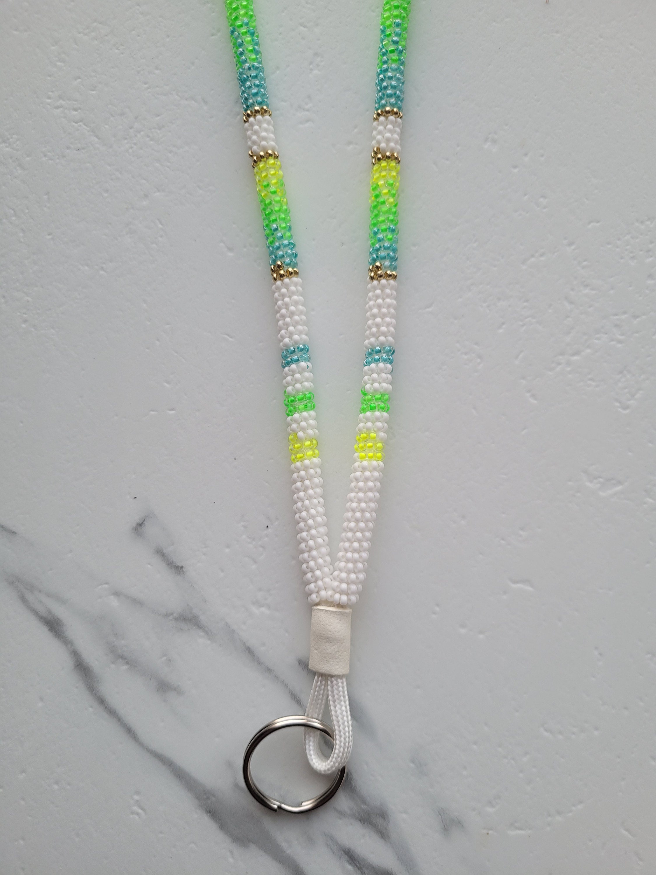 Aqua Neon Fade - Native Beaded Lanyard - Etsy