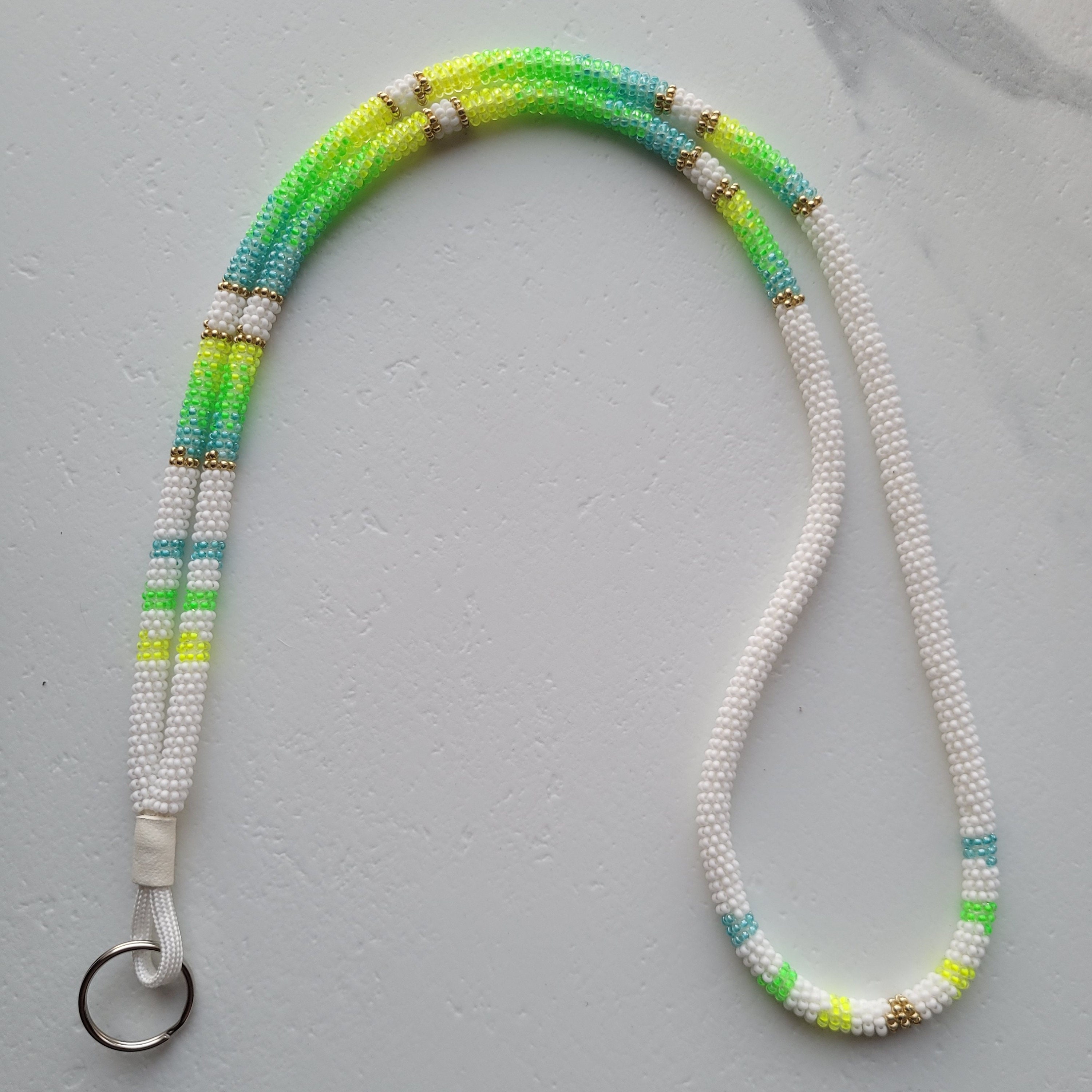 Aqua Neon Fade - Native Beaded Lanyard - Etsy