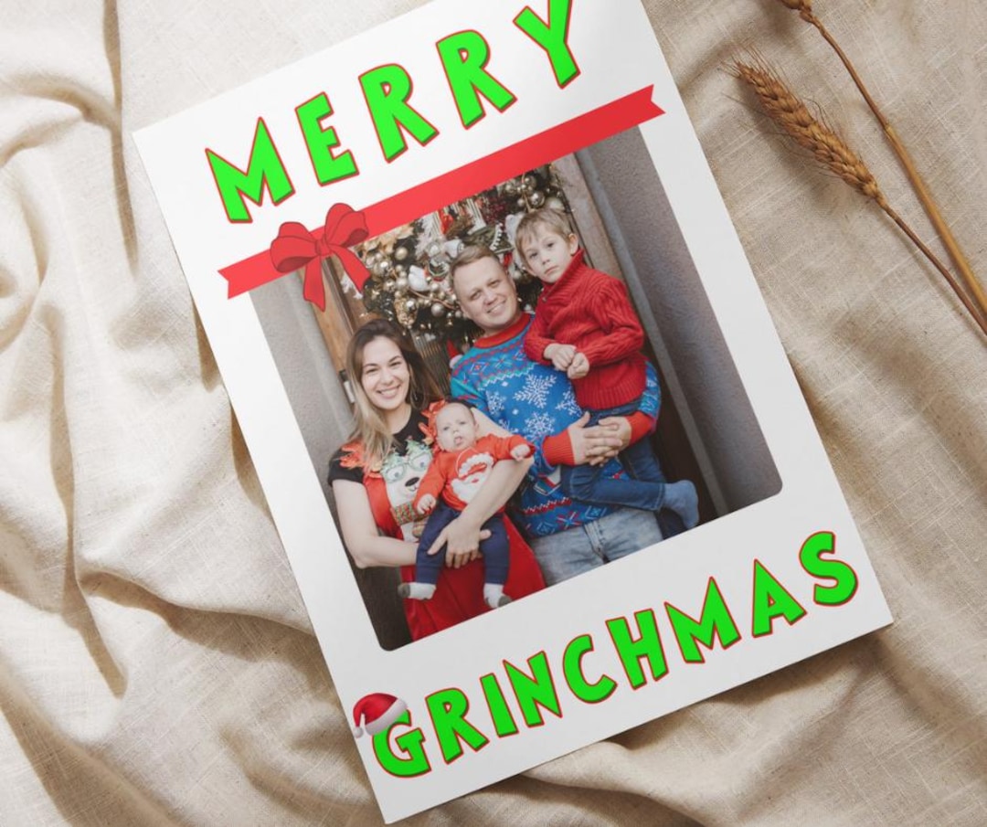 Merry Grinchmas Holiday Christmas Card, Grinch Christmas Card, Family ...