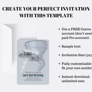 Two-nado 2nd Birthday Party Invitation Template, Tornado Theme Second ...