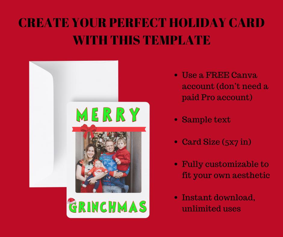 Merry Grinchmas Holiday Christmas Card, Grinch Christmas Card, Family ...