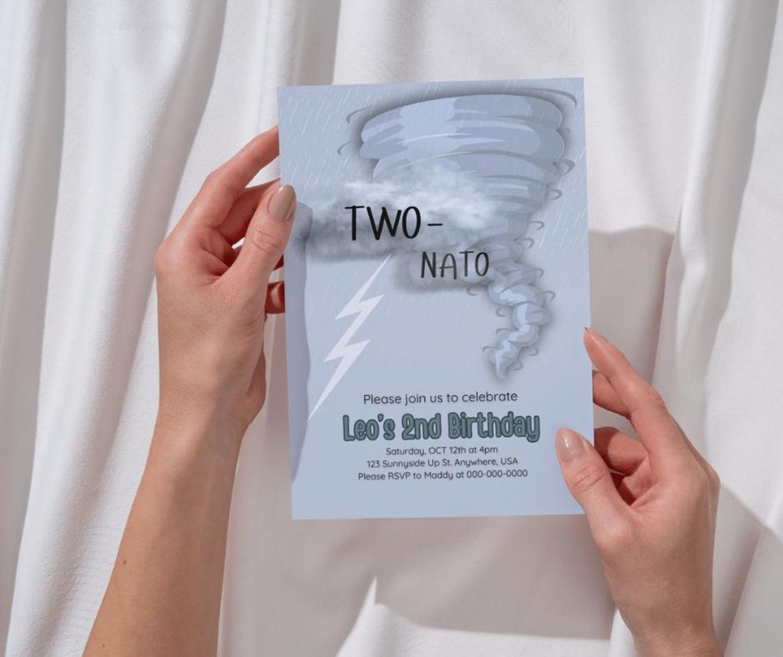 Two-nado 2nd Birthday Party Invitation Template, Tornado Theme Second ...