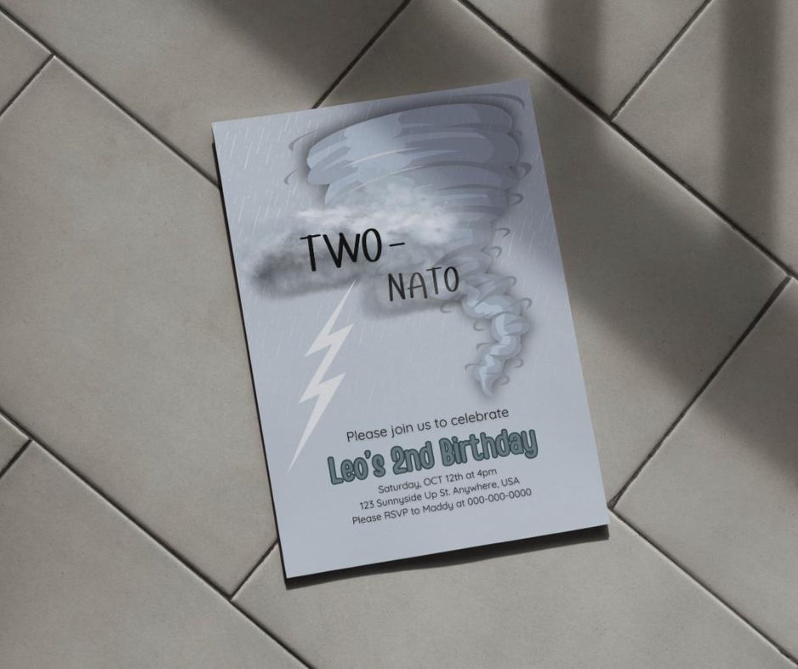 Two-nado 2nd Birthday Party Invitation Template, Tornado Theme Second ...