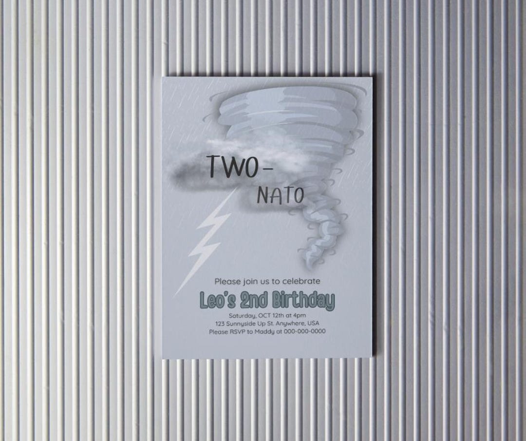 Two-nado 2nd Birthday Party Invitation Template, Tornado Theme Second ...