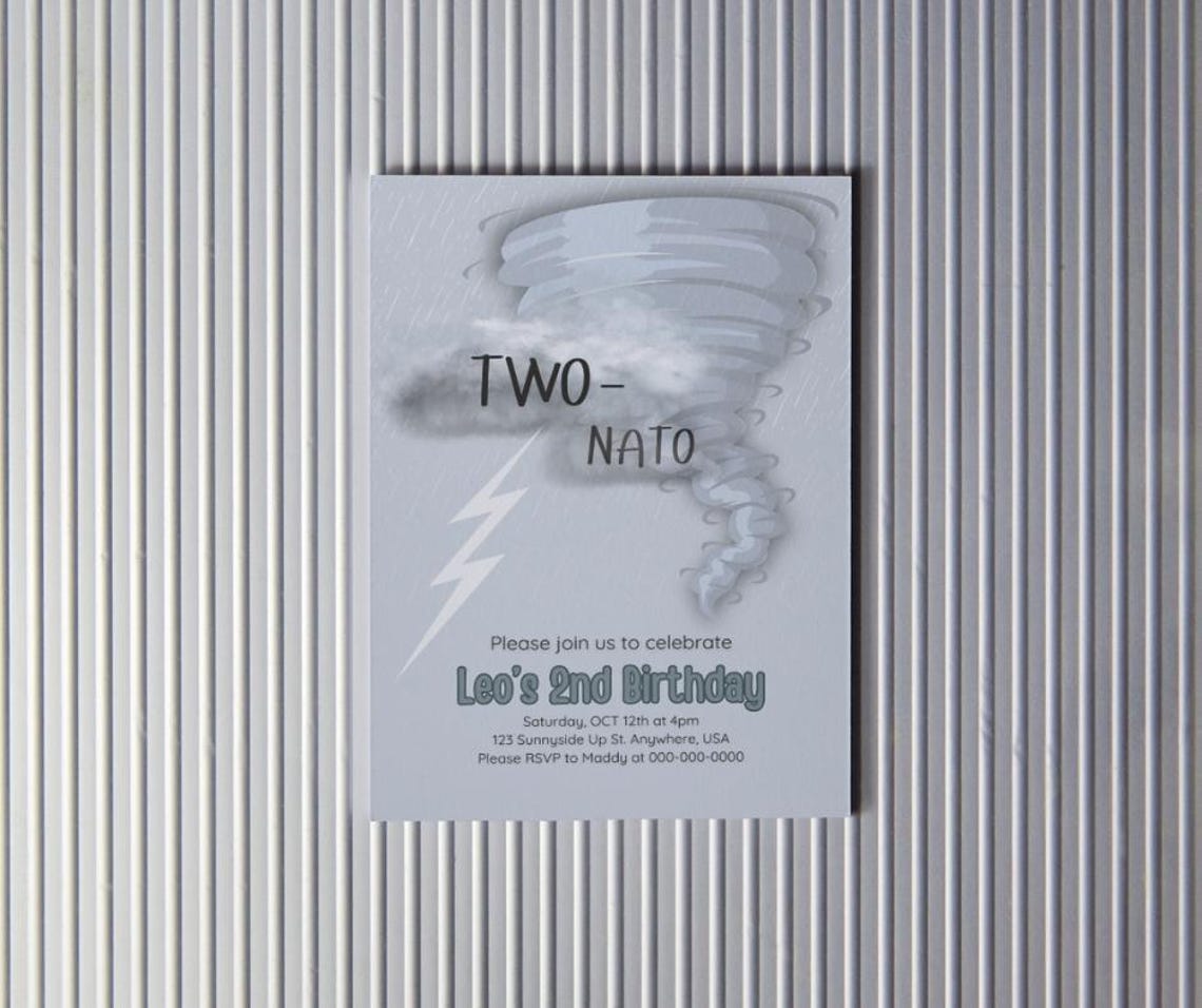 Two-nado 2nd Birthday Party Invitation Template, Tornado Theme Second ...