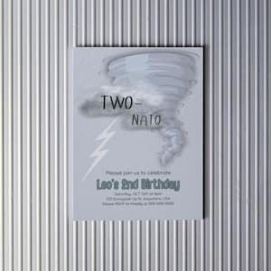 Two-nado 2nd Birthday Party Invitation Template, Tornado Theme Second ...