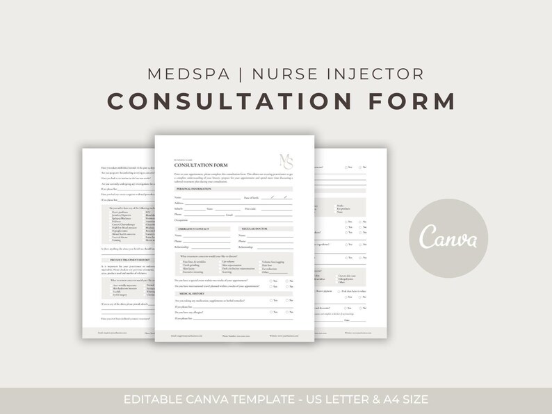 Editable Medspa/nurse Injector Consultation Form Template for New ...