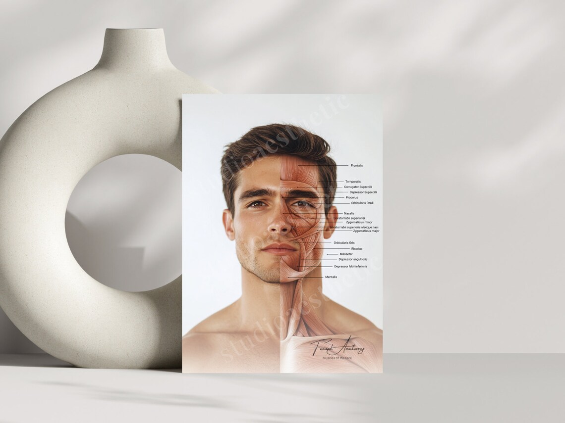 Facial Anatomy Male Muscles of the Face Poster | Medical Spa Decor ...