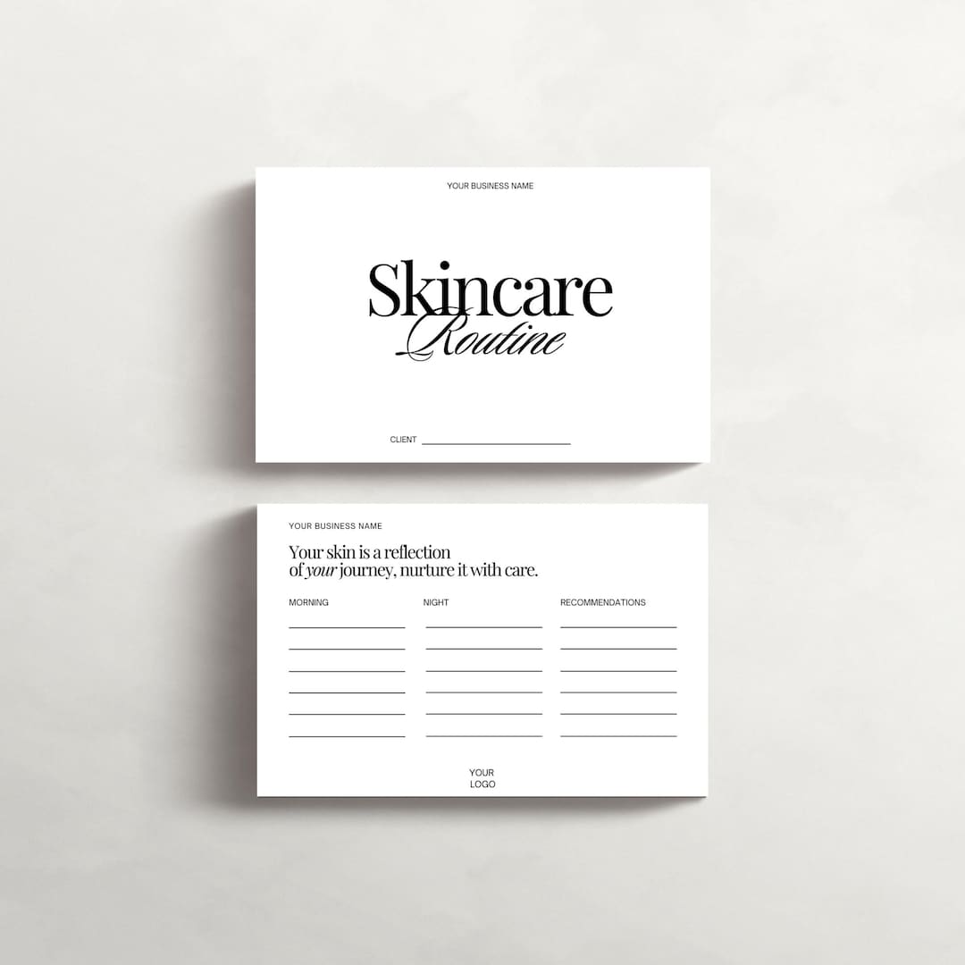 Skincare Routine Card, Client Aftercare, Minimalist Design, Medspa ...