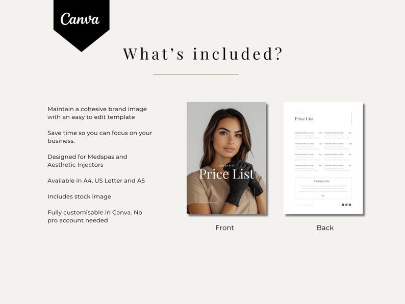 Nurse Injector, Price List Template, Aesthetic Injector, Medspa Menu ...