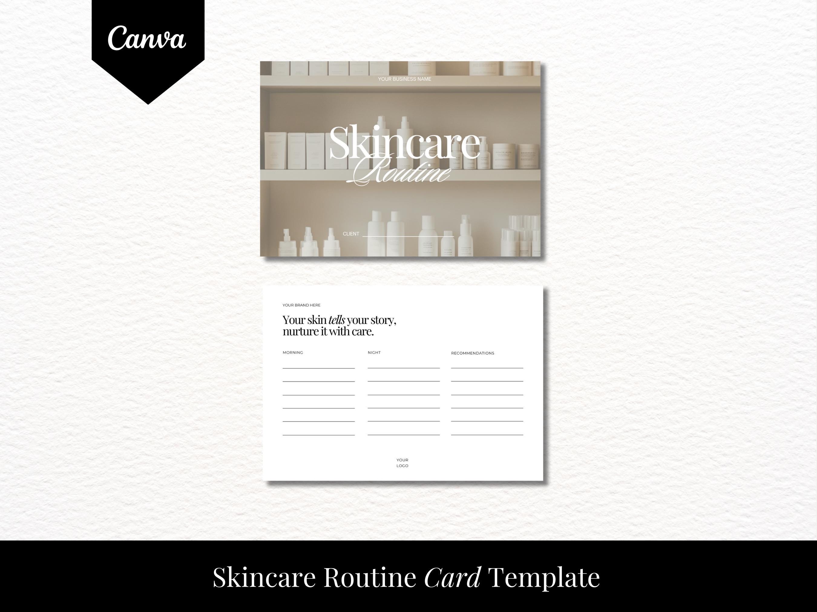 Skincare Routine Card, Editable Esthetician Templates, Facial Treatment ...