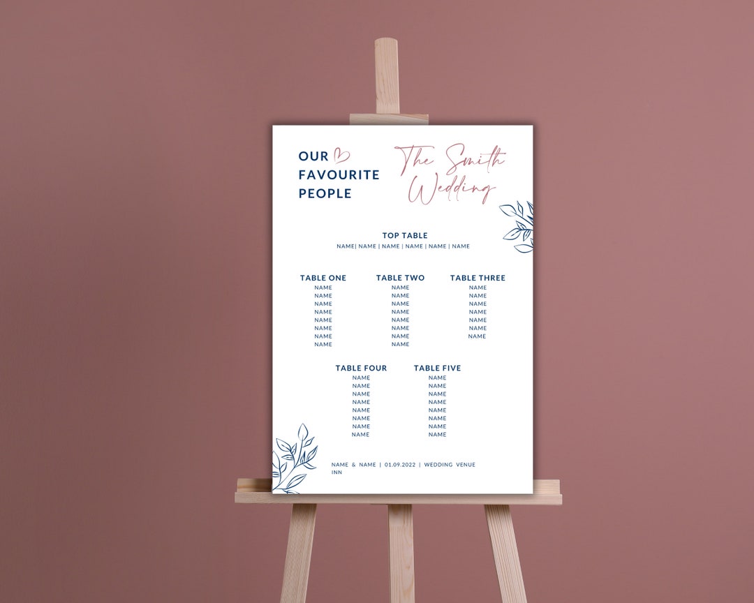 Editable Wedding Table Plan Template on Canva | Digital Seating Chart ...