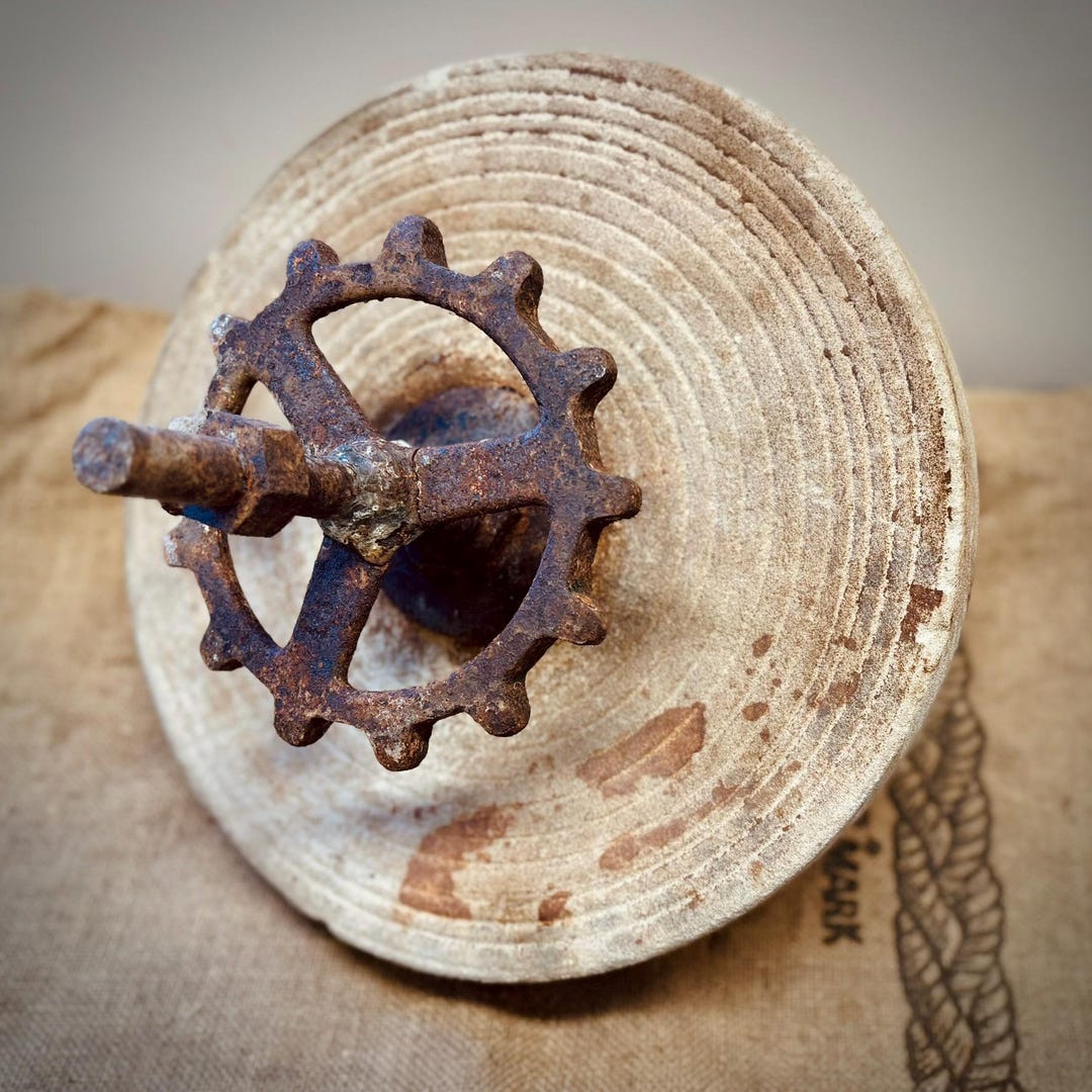 Antique Sharpening Wheel With Gear | Vintage Grindstone Primitive Farm ...